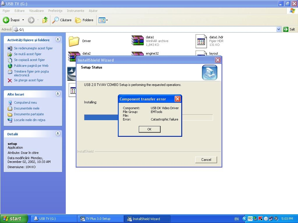 error : Catastrophic Failure ... - Stealth Settings